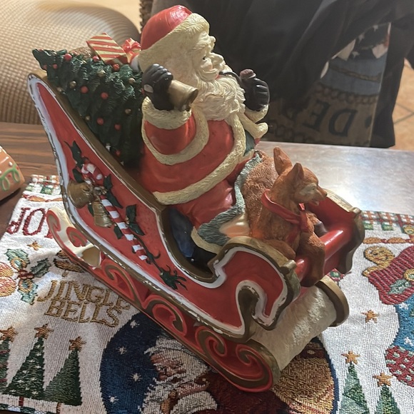 Holiday | Vintage Ceramic Music Santa In Sleigh With Gifts And Deer ...